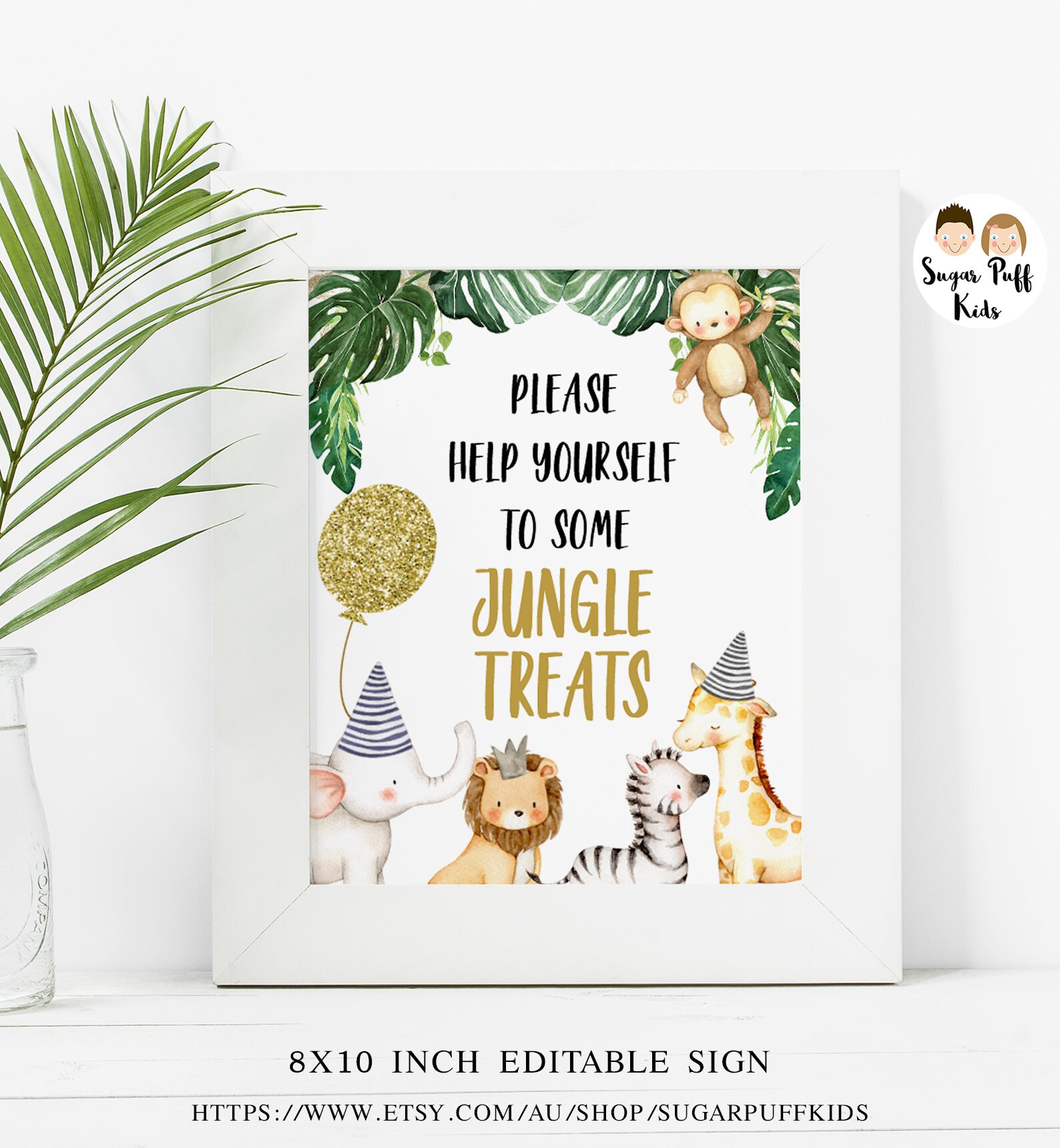 Editabe Safari Two Wild Welcome Sign Instant Two Wild Gold | Etsy