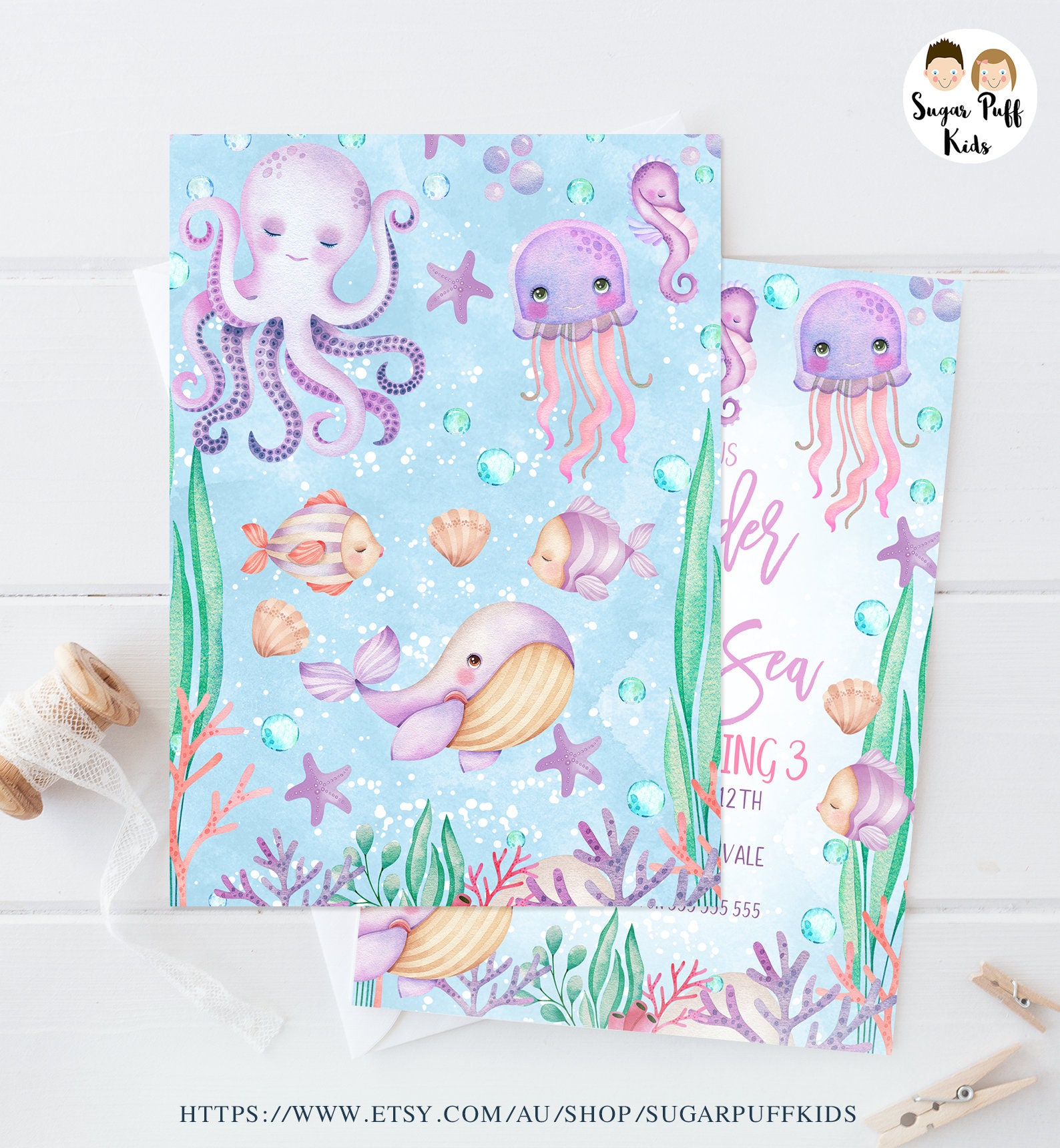 Editable Under the Sea Birthday Invite Printable Girls - Etsy