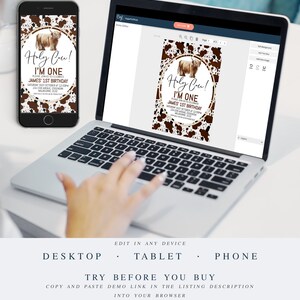 Editable Boys Highland Cow Birthday Party Printables, Instant Download ...