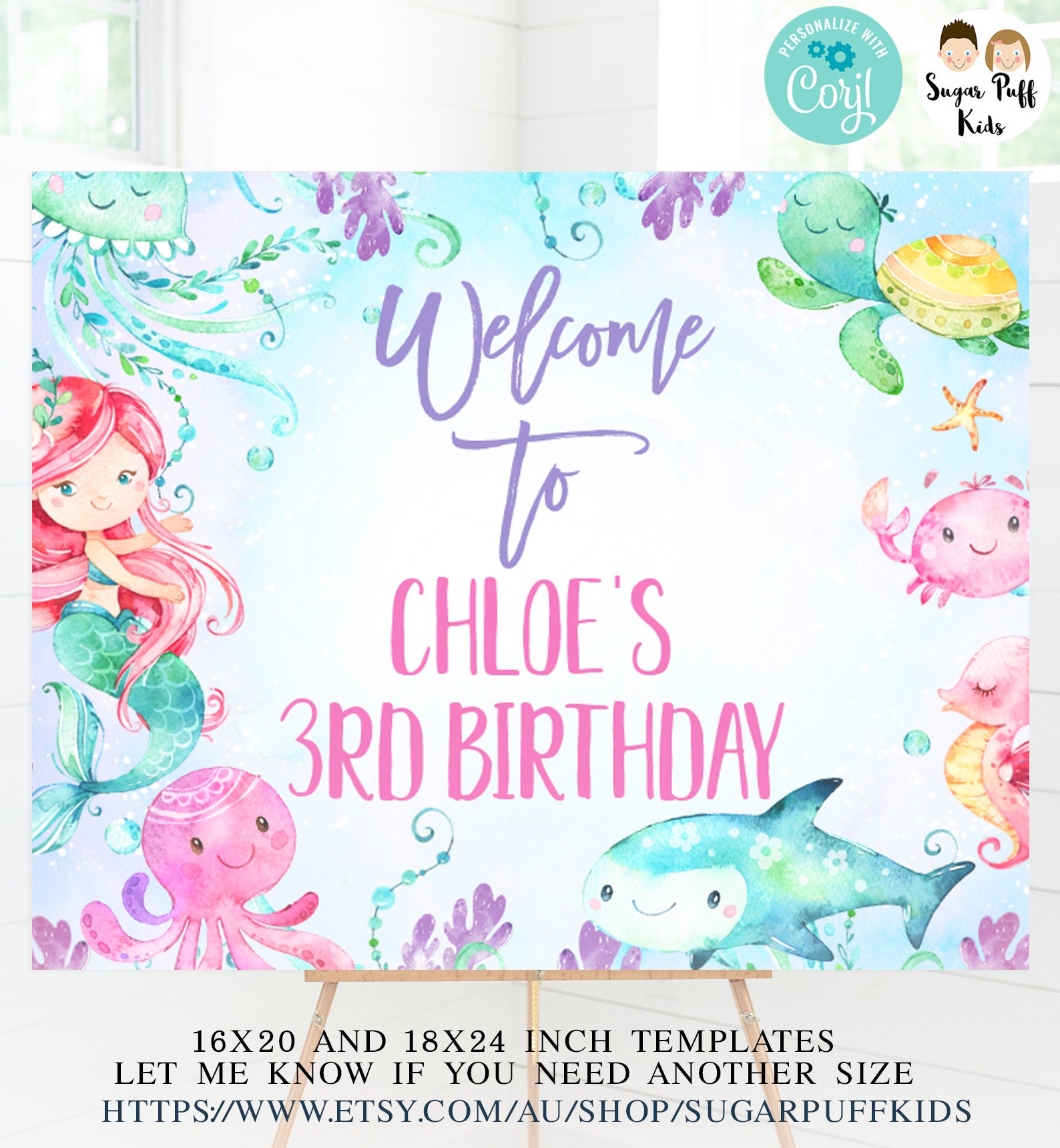 Editable Under the Sea Mermaid Birthday Milestone Poster - Etsy Australia