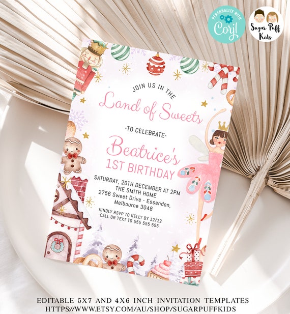 Instant Download Printable Sugar Plum Fairy Birthday Invitation, The ...