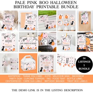 Editable Girls Pink Halloween Birthday Party Printables - Etsy