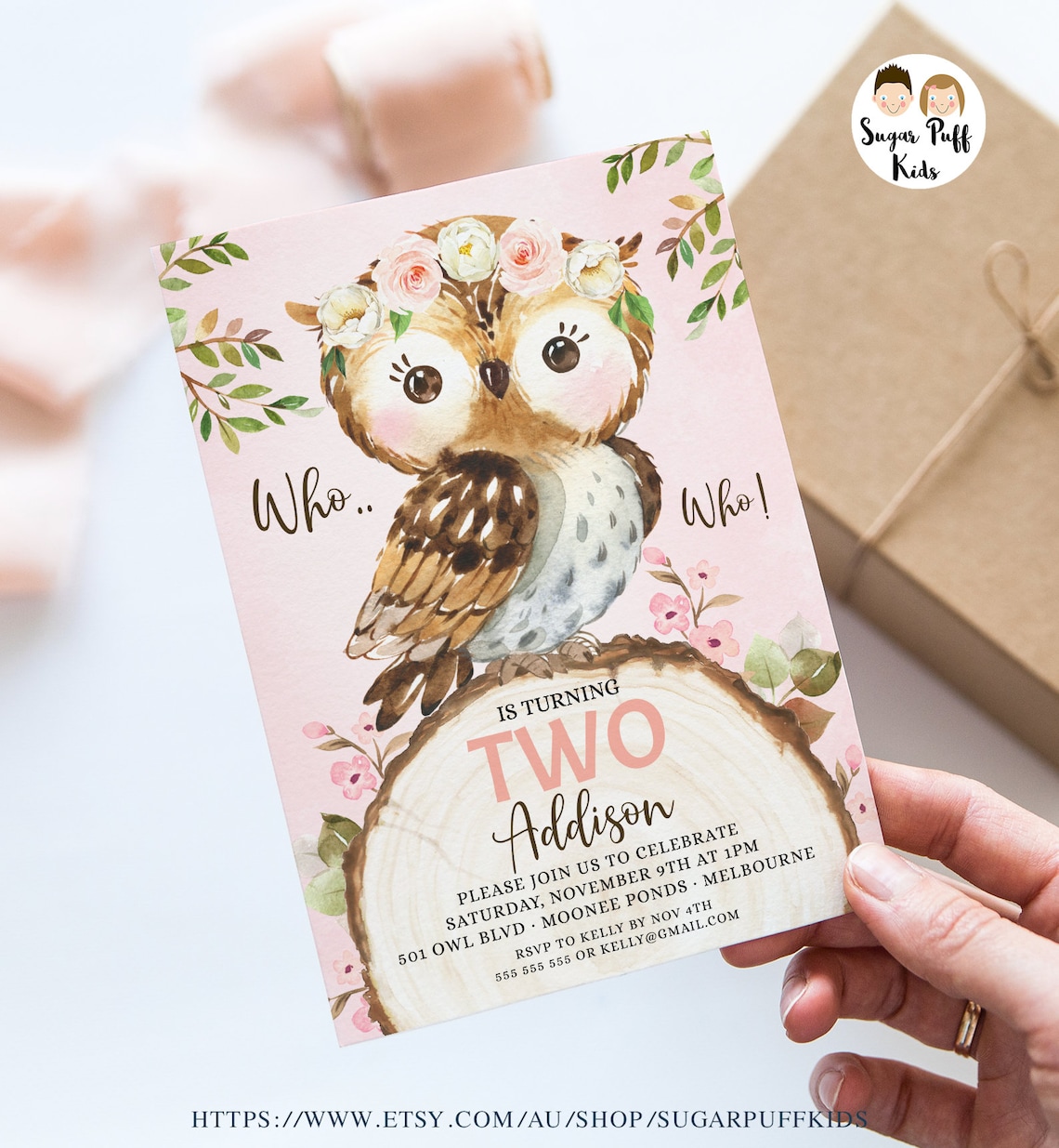 Printable Woodland Owl Birthday Invite Editable Who Owl - Etsy