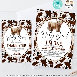 Editable Boys Highland Cow Birthday Party Printables, Instant Download ...
