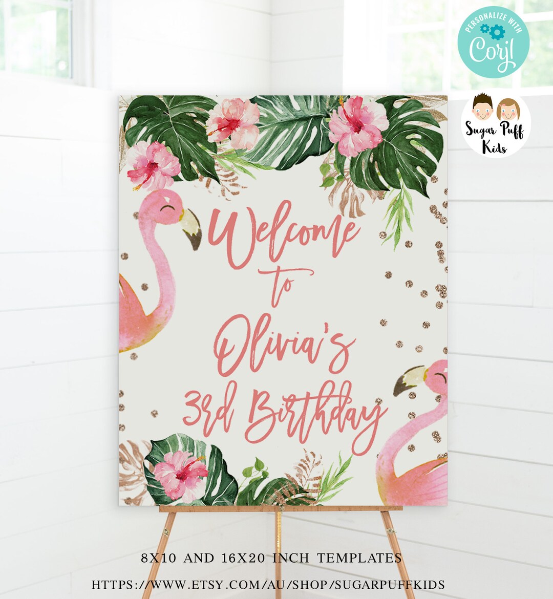 Printable Pink Flamingo Welcome Sign, Instant Flamingle Party Welcome ...