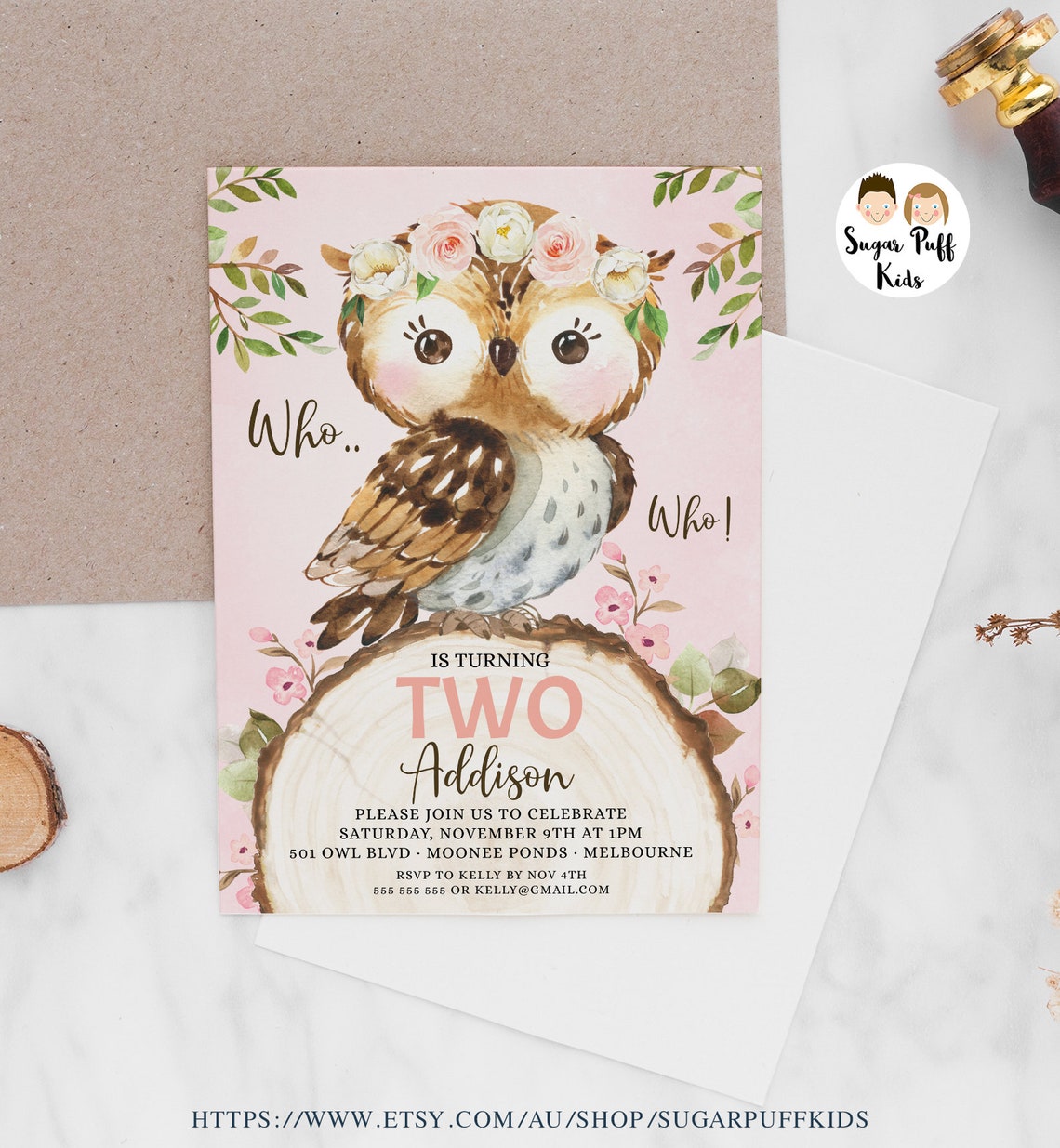 Printable Woodland Owl Birthday Invite Editable Who Owl - Etsy