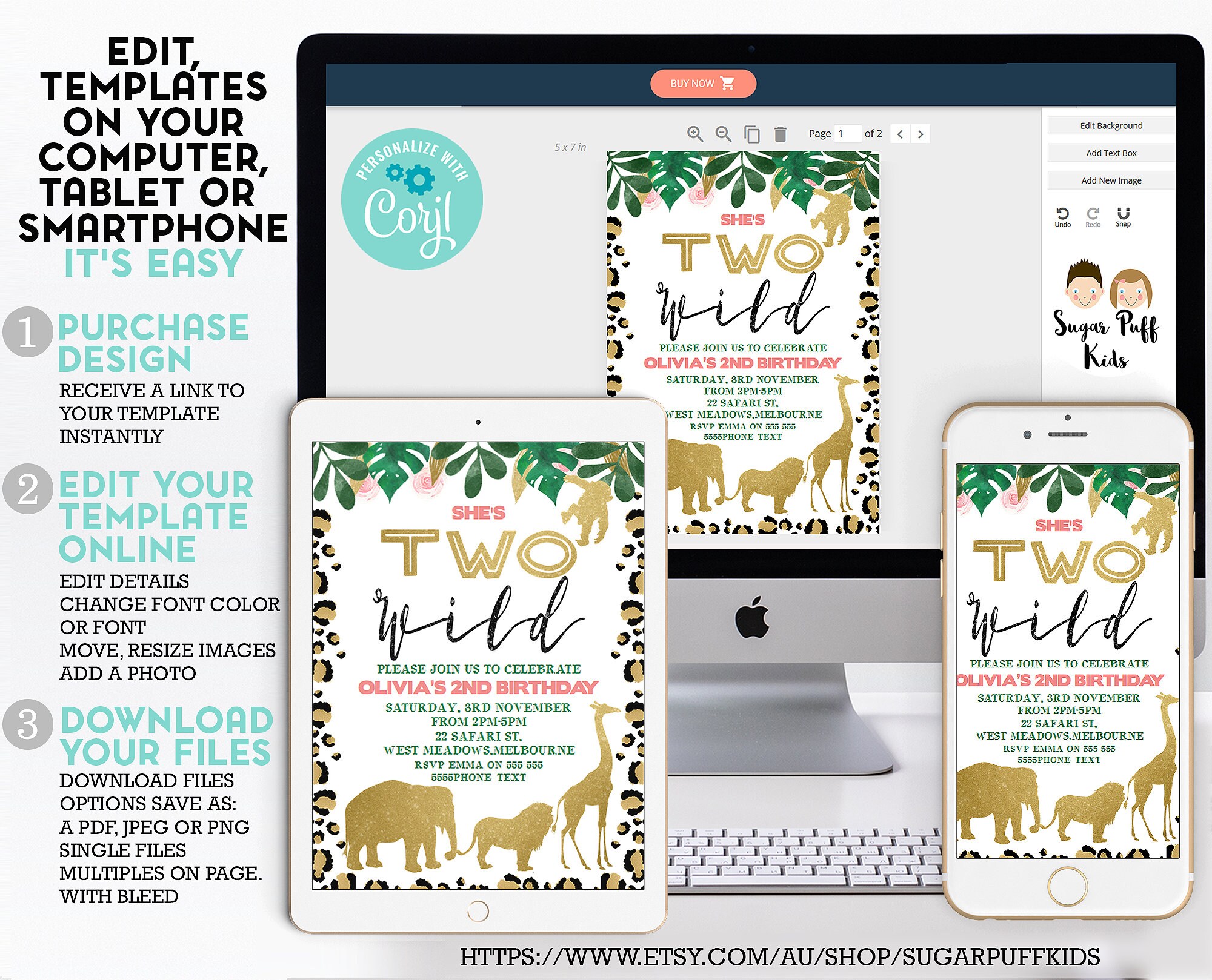 Two Wild Invitation Instant Download Two Wild | Etsy Australia