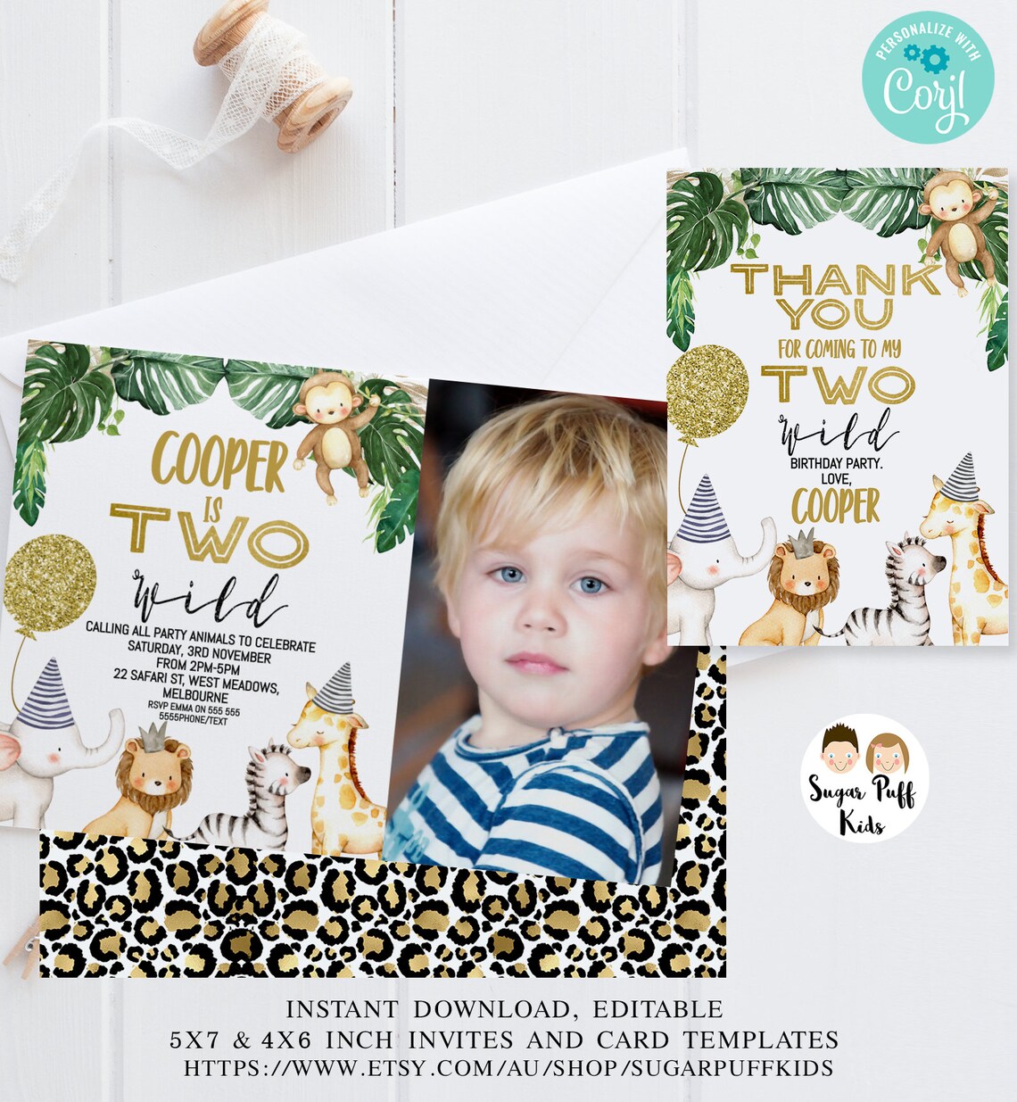 Editabe Safari Two Wild Welcome Sign Instant Two Wild Gold | Etsy