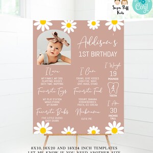 Editable Retro Daisy Milestone Poster, Printable Girls Boho Daisy ...