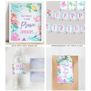 Party Printable Mermaid Under the Sea Bundle, Editable Under the Sea ...