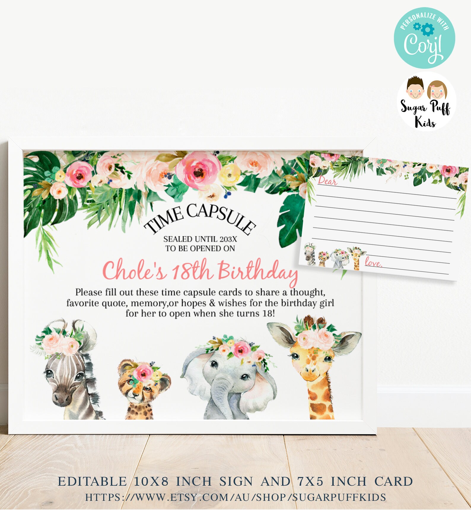 Party Décor Banners & Signs Printable Jungle Time Capsule Sing Editable ...