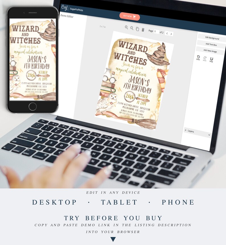 Editable Wizard and Witches Birthday Invitation Printable - Etsy Australia