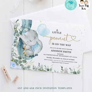 Printable A Little Peanut Baby Shower Welcome Sign, Editable Elephant ...