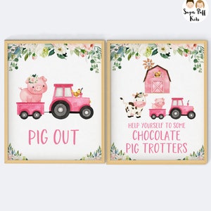 Printable Pink Farm Birthday Sign Girls Party, Girls Editable Pink ...