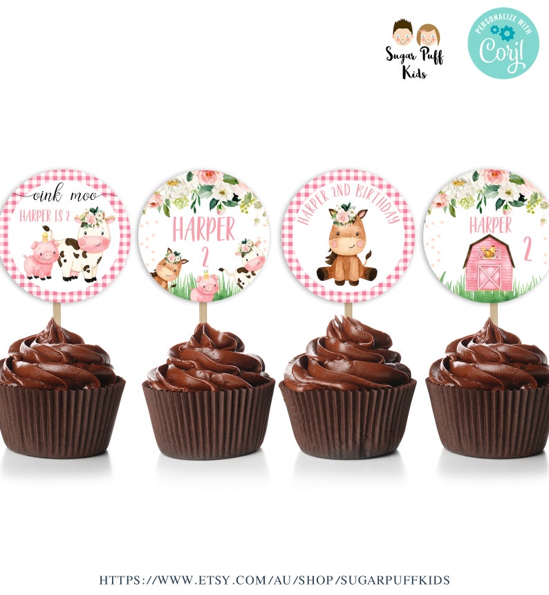 Editable Pink Farm Birthday Party Printable Package Printable - Etsy