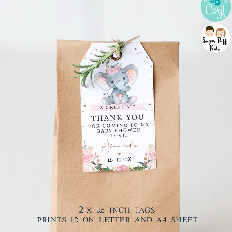 Elephant Favor Tag - Etsy