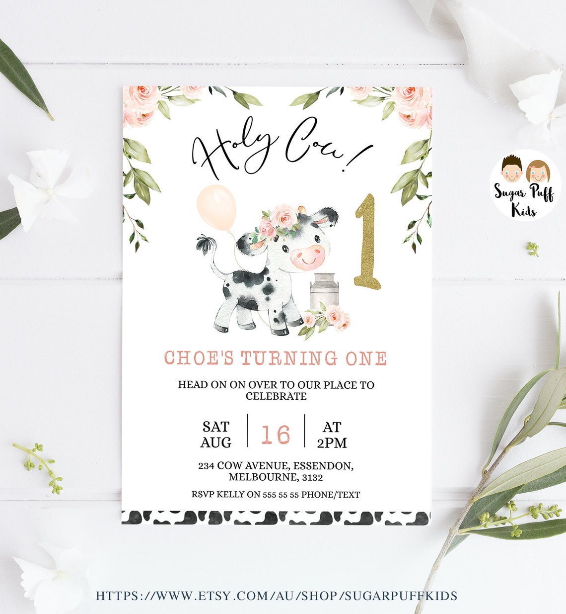 Editable Cow Themed Birthday Invitation Instant Cow Print - Etsy