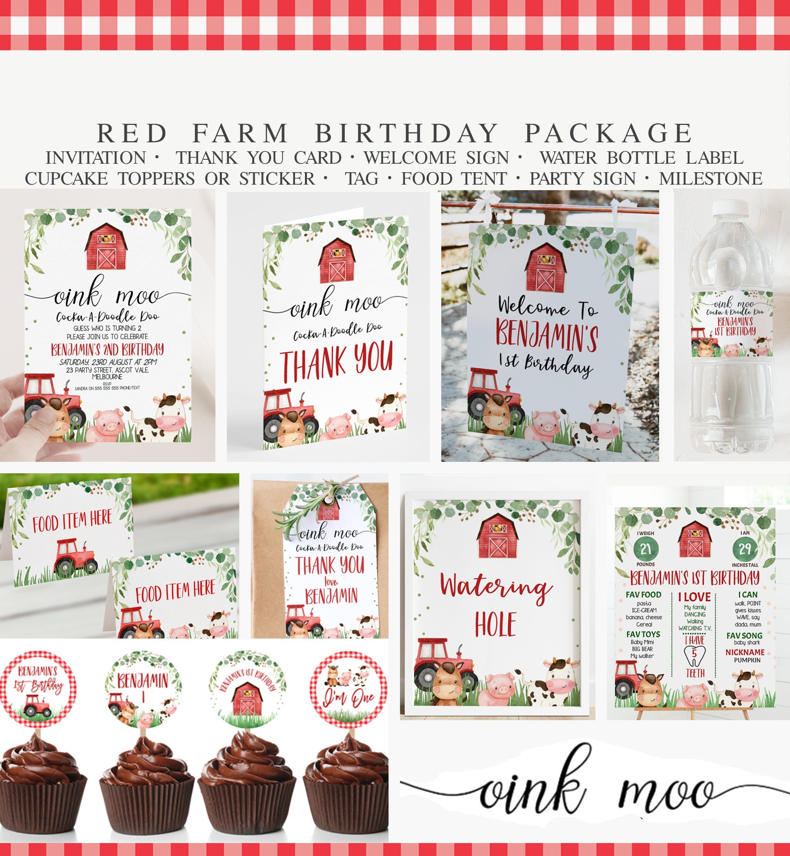 Editable Red Farm Favor Tag Printable Red Barn Birthday Party - Etsy Canada