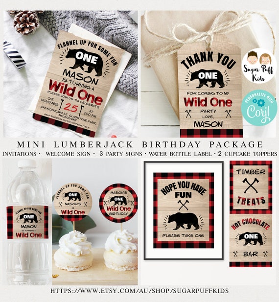 EDITABLE Instant Download Lumberjack First Birthday Mini Package ...