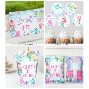 Party Printable Mermaid Under the Sea Bundle, Editable Under the Sea ...