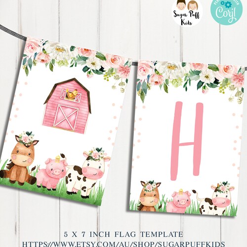 Printable Pink Farm Welcome Sign Instant Farmyard Party - Etsy