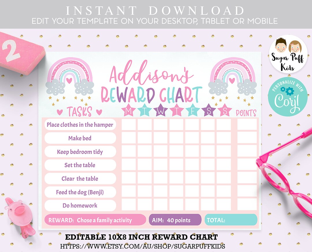 Printable Rainbow Reward Chart, Reward Chart Rainbow Download Printable ...