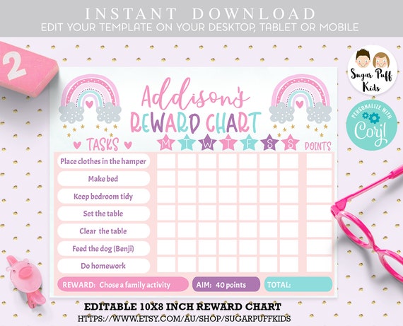 Printable Rainbow Reward Chart, Reward Chart Rainbow download Printable ...