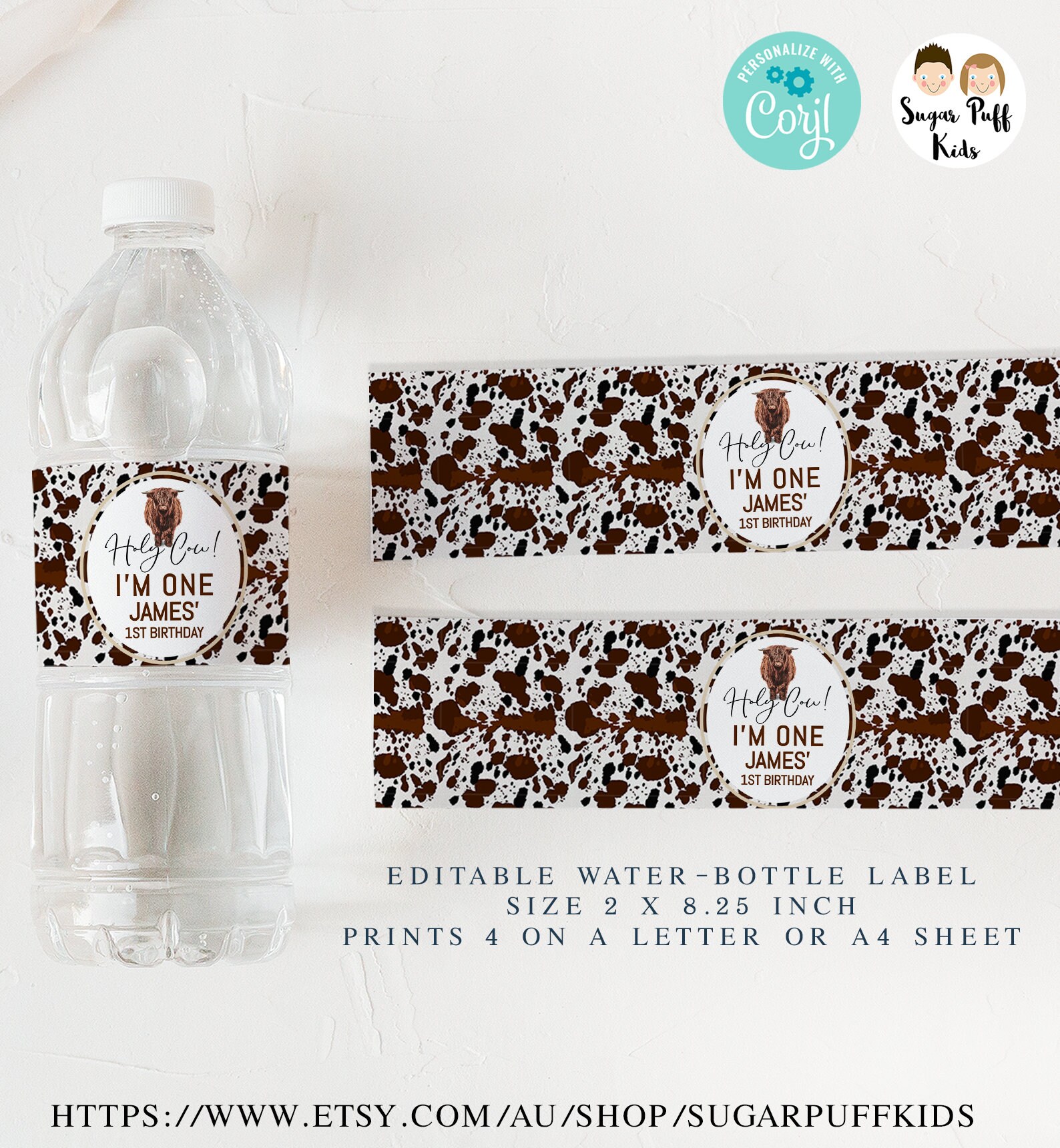 Editable Boys Highland Cow Birthday Party Printables Instant - Etsy