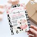 Editable Pink Floral Cow First Birthday Bundle, Printable Girls Cow ...