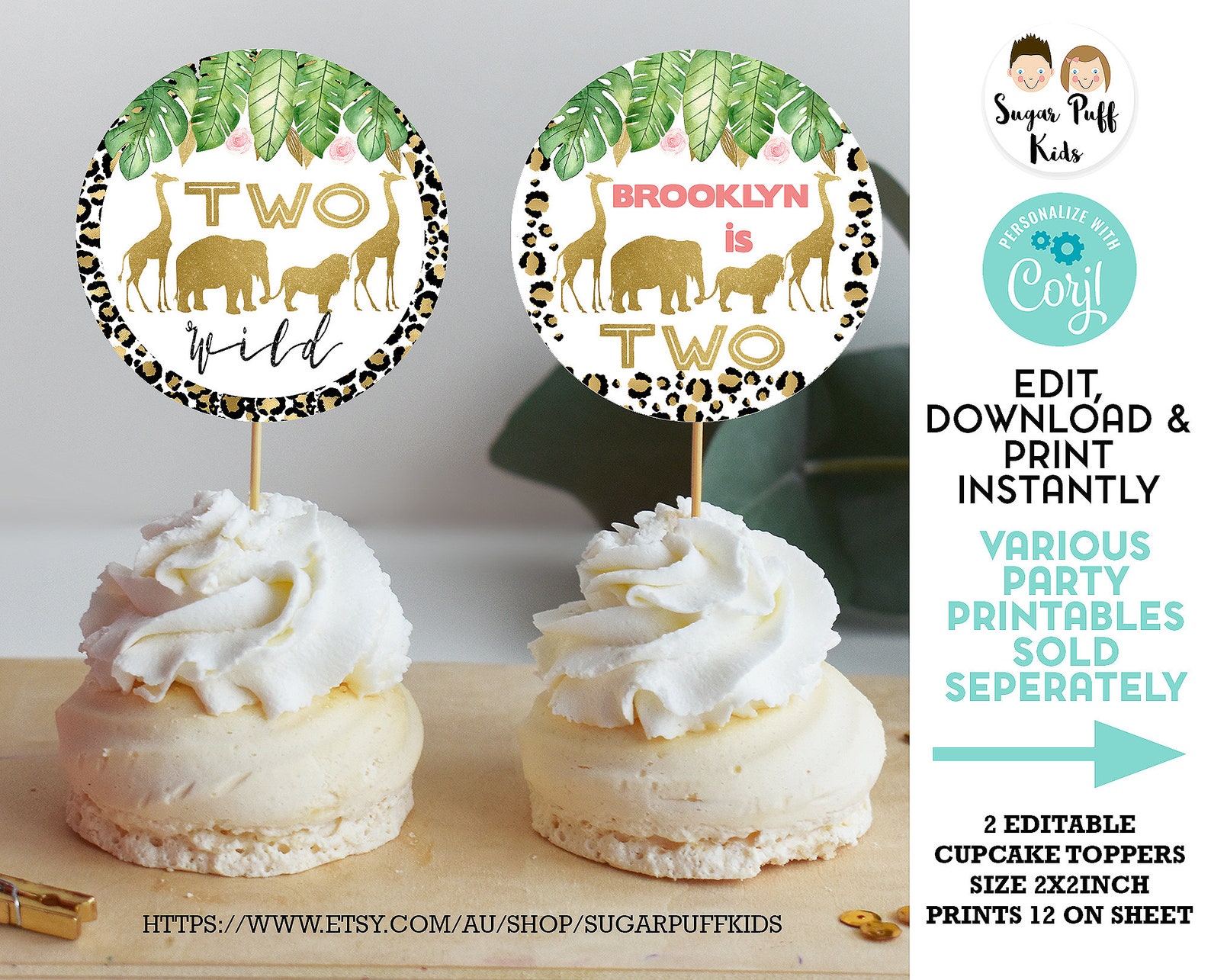 Two Wild Birthday Invitation Editable She's Two Wild - Etsy