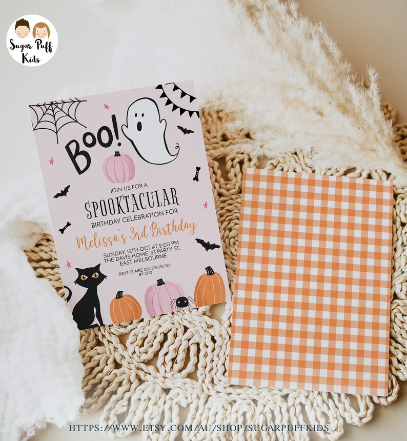 Editable Girls Pink Halloween Birthday Party Printables - Etsy