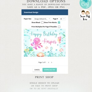 Editable Under the Sea Birthday Backdrop, Printable Under Sea Creatures ...