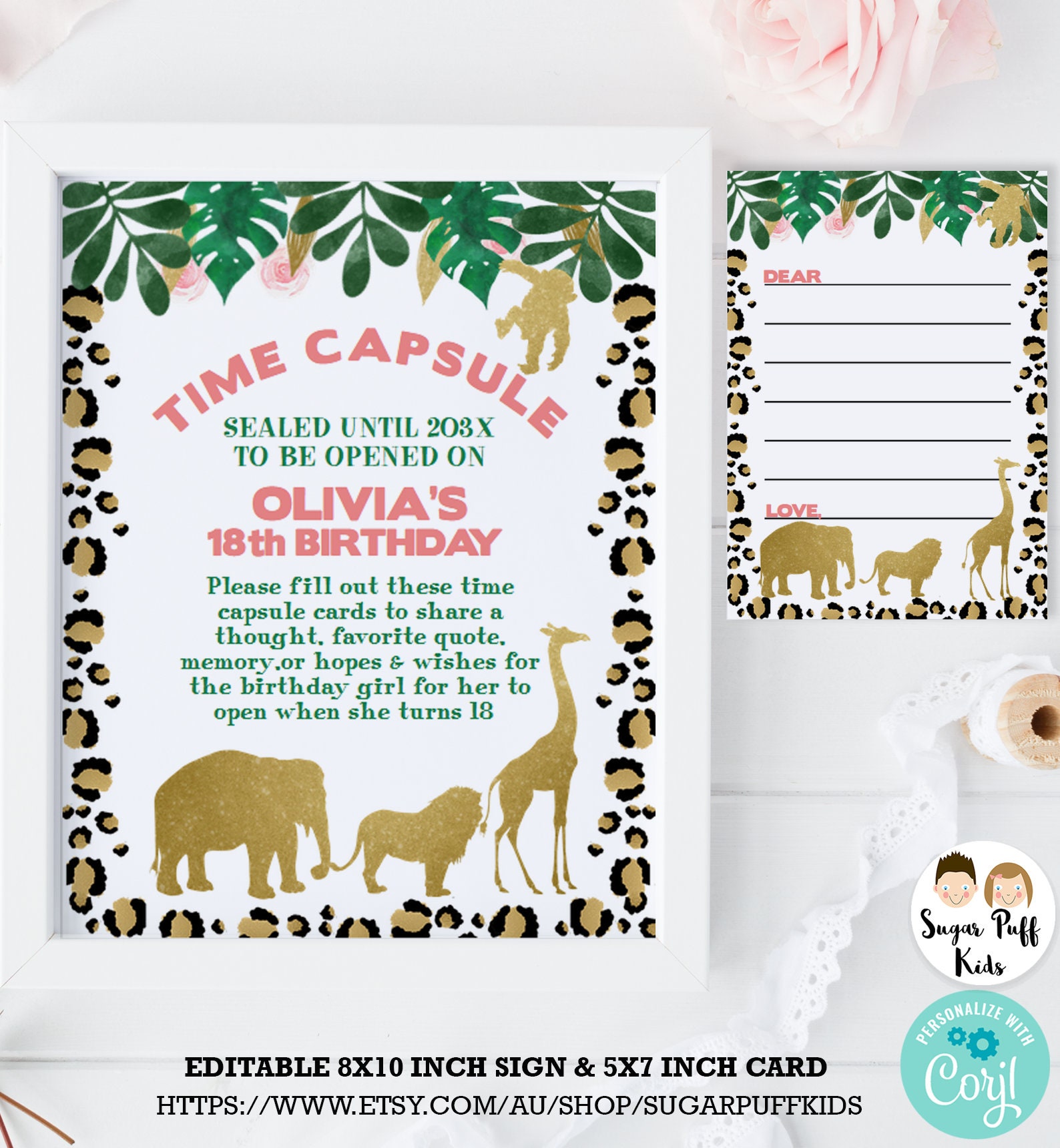 Party Décor Banners & Signs Printable Jungle Time Capsule Sing Editable ...