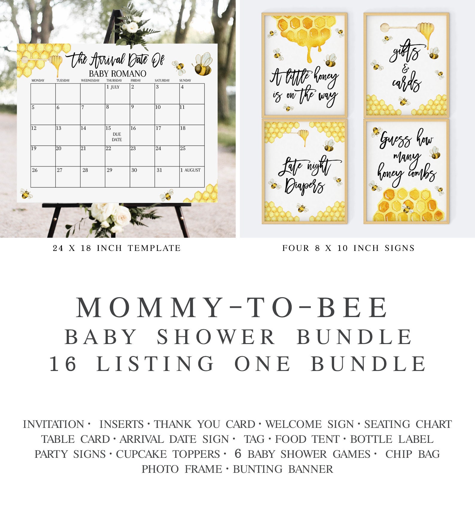 Printable Mommy-to-bee Baby Shower Bundle Editable Bumble Bee - Etsy