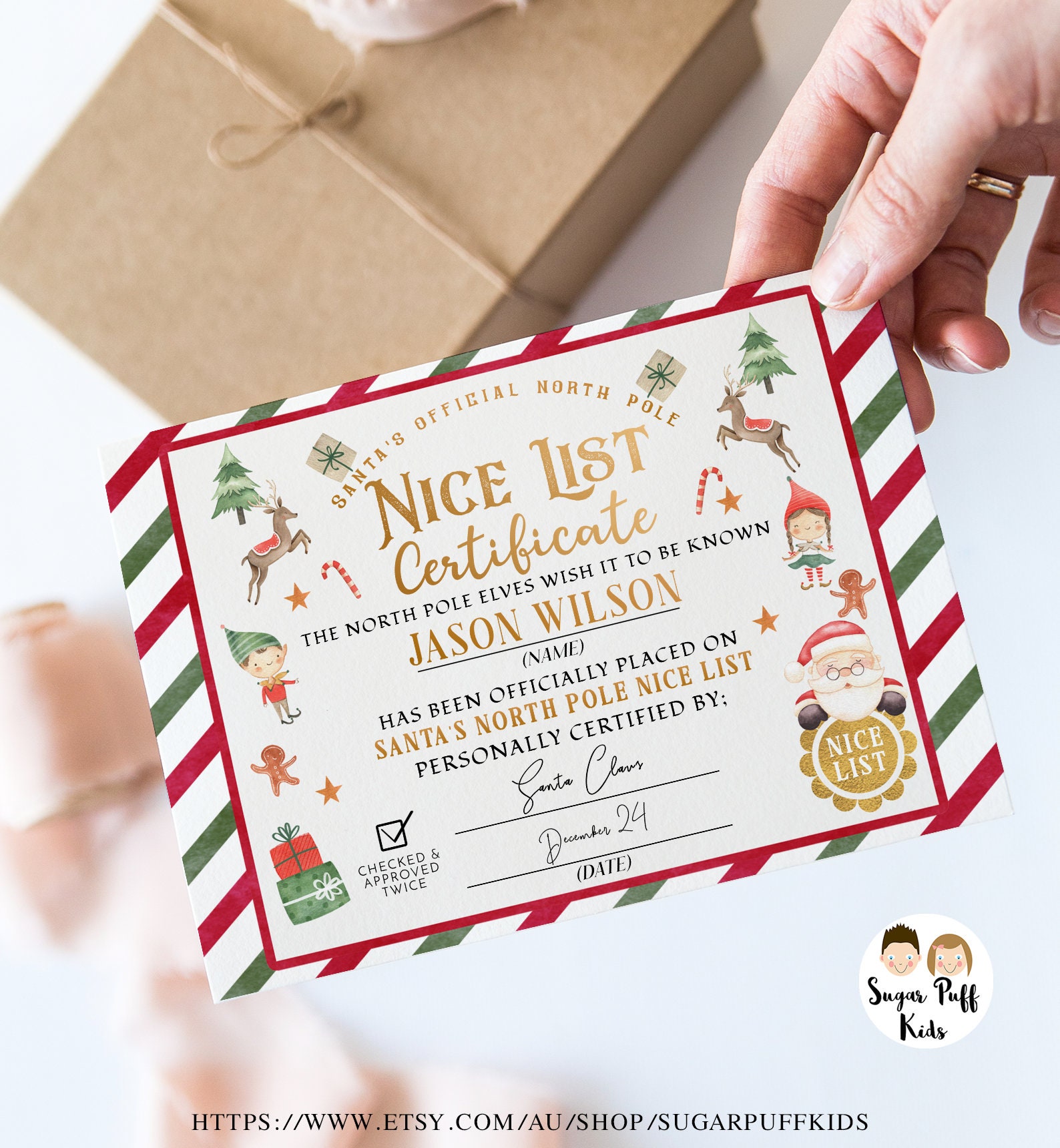 Kids Nice List Certificate Children Santa Claus Nice List - Etsy Australia