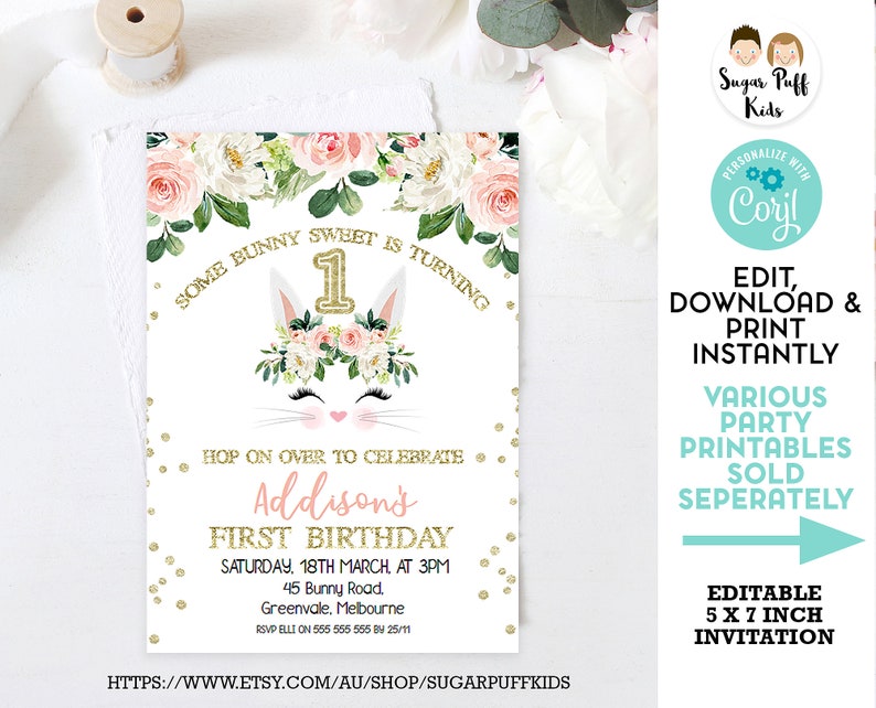 Bunny Face Milestone Poster Bunny 1st Birthday Milestone - Etsy