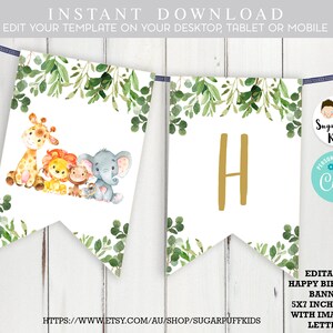 Safari Animals Favor Tags Instant, Printable Safari Favor Tag, Editable ...