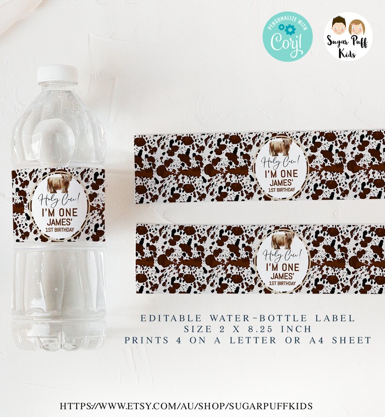 Editable Boys Highland Cow Birthday Party Printables Instant - Etsy