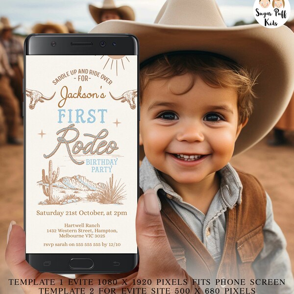 1st Rodeo Electronic Invitation - Etsy