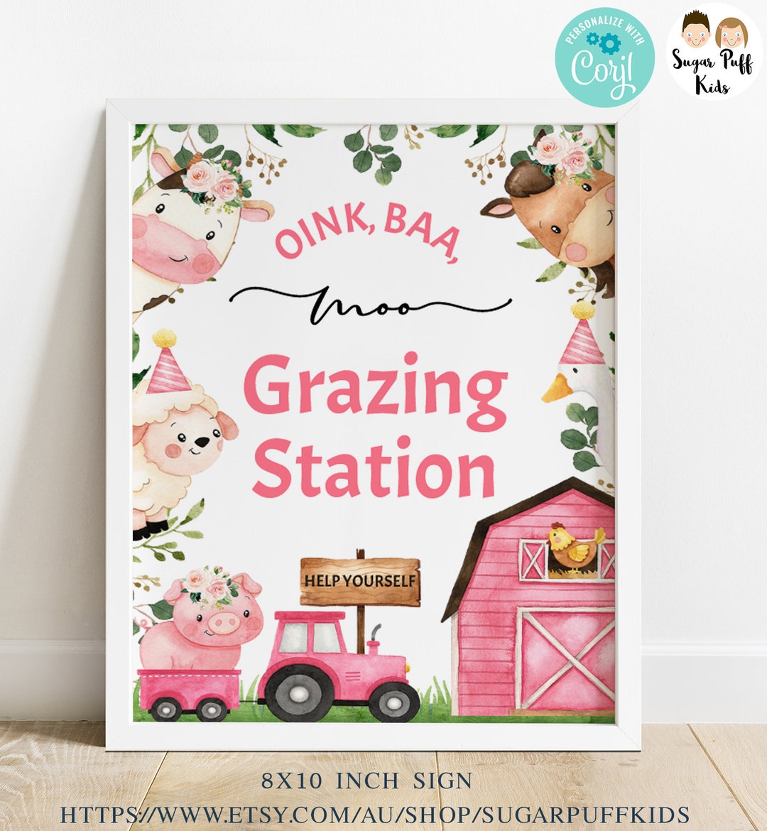 Editable Girls Pink Farm Birthday Sign, Printable Pink Barn Birthday ...