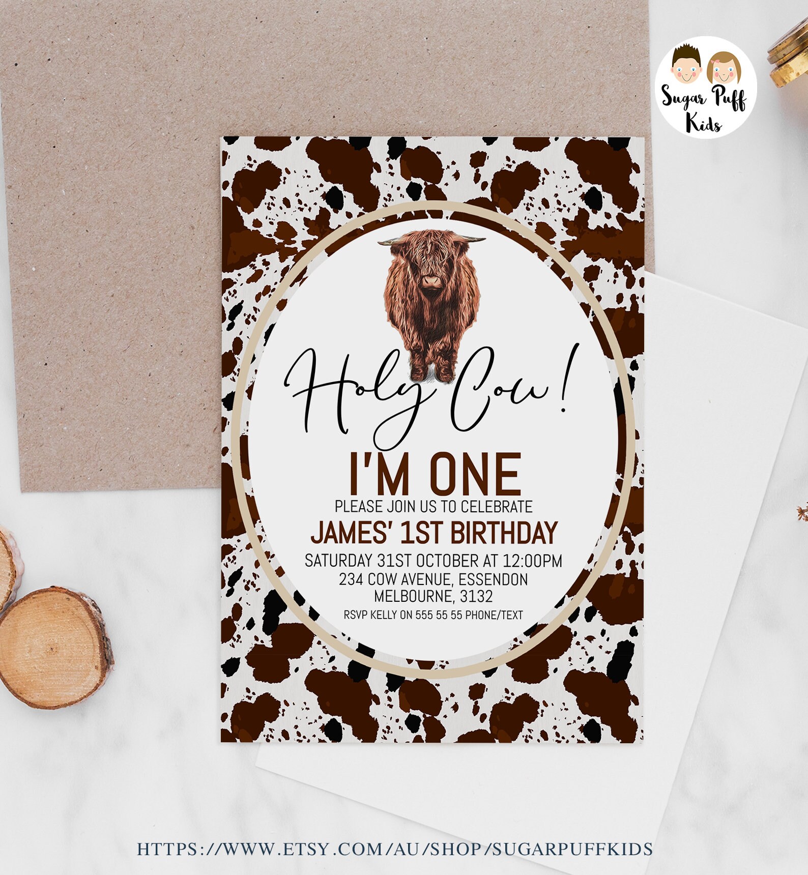 Editable Boys Highland Cow Birthday Party Printables Instant - Etsy