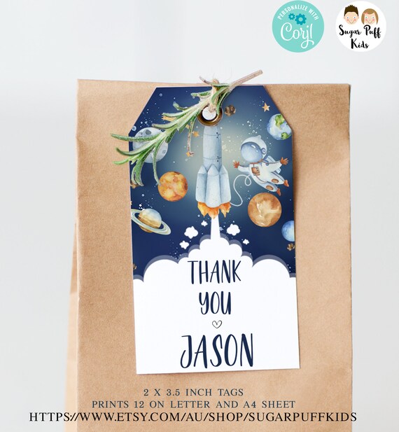 Editable Outer Space Birthday Tag, Printable First Trip Around the Sun ...