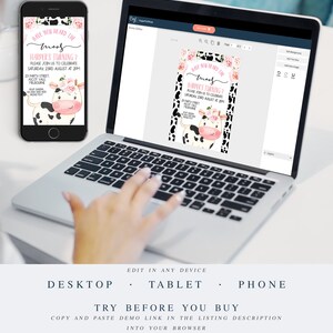 Printable Pink Floral Cow Cupcake Toppers, Editable Cow Birthday Cake ...