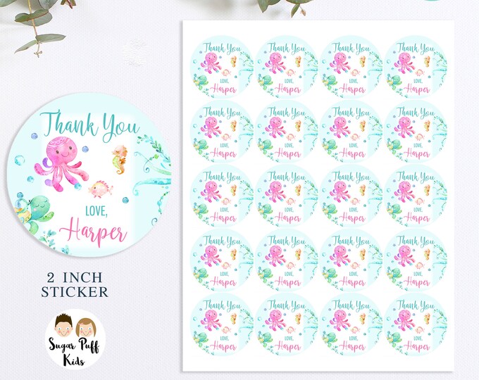 Birthday Thank You Stickers, Under the Sea Birthday, Oneder the Sea ...