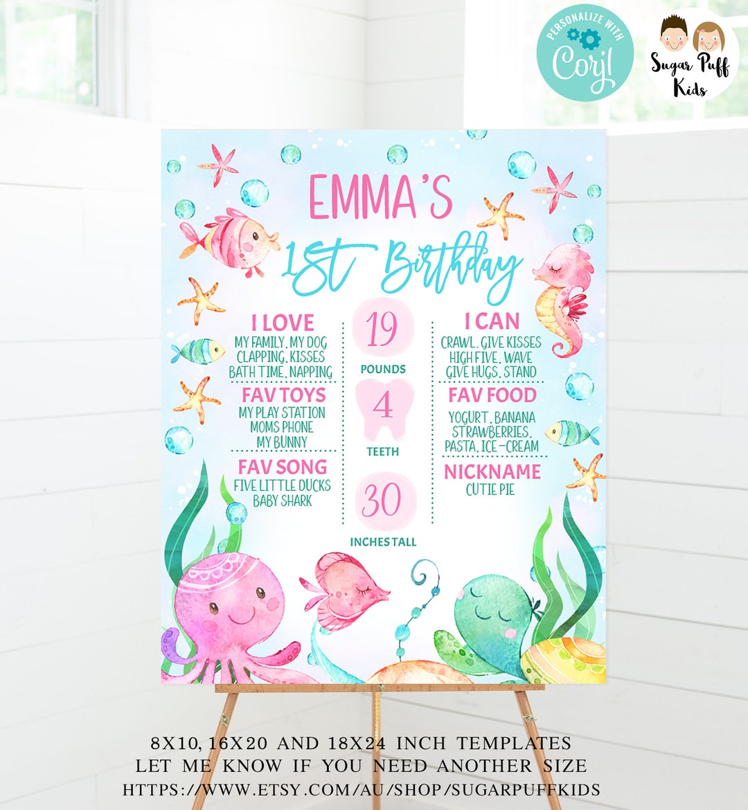Editable Under the Sea Milestone Poster, Printable Sea Creatures ...