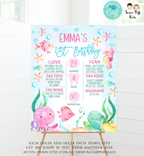 Editable under the sea milestone poster, Printable Sea Creatures ...