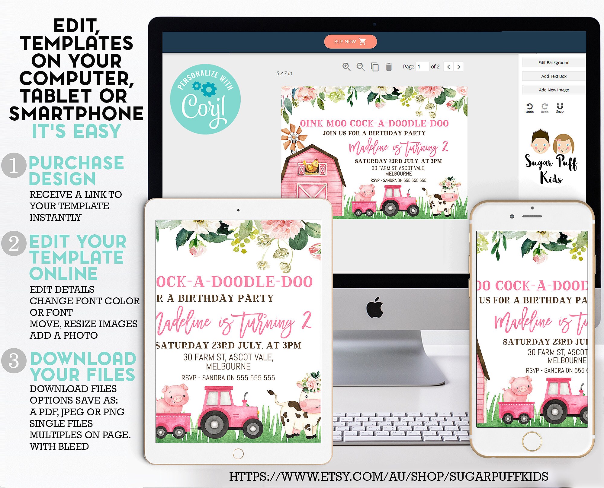 Printable Pink Farm Welcome Sign Instant Farmyard Party - Etsy Australia