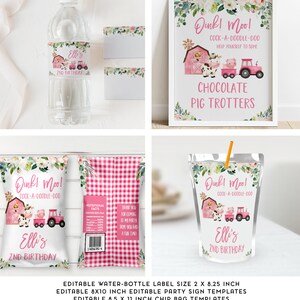 Editable Floral Pink Farm Birthday Milestone Poster, Printable Pink ...