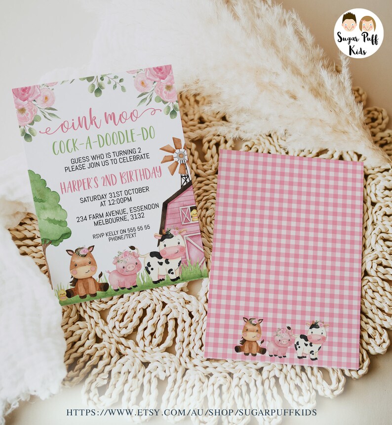 Editable Pink Farm Water Label Instant Download Girls Floral - Etsy