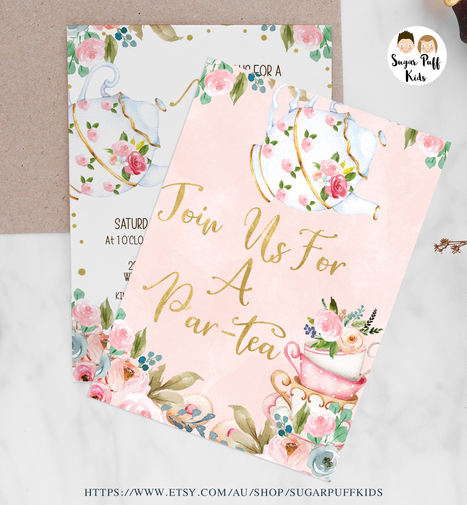 Editable Par-tea Birthday Invite Printable Tea Party Birthday - Etsy